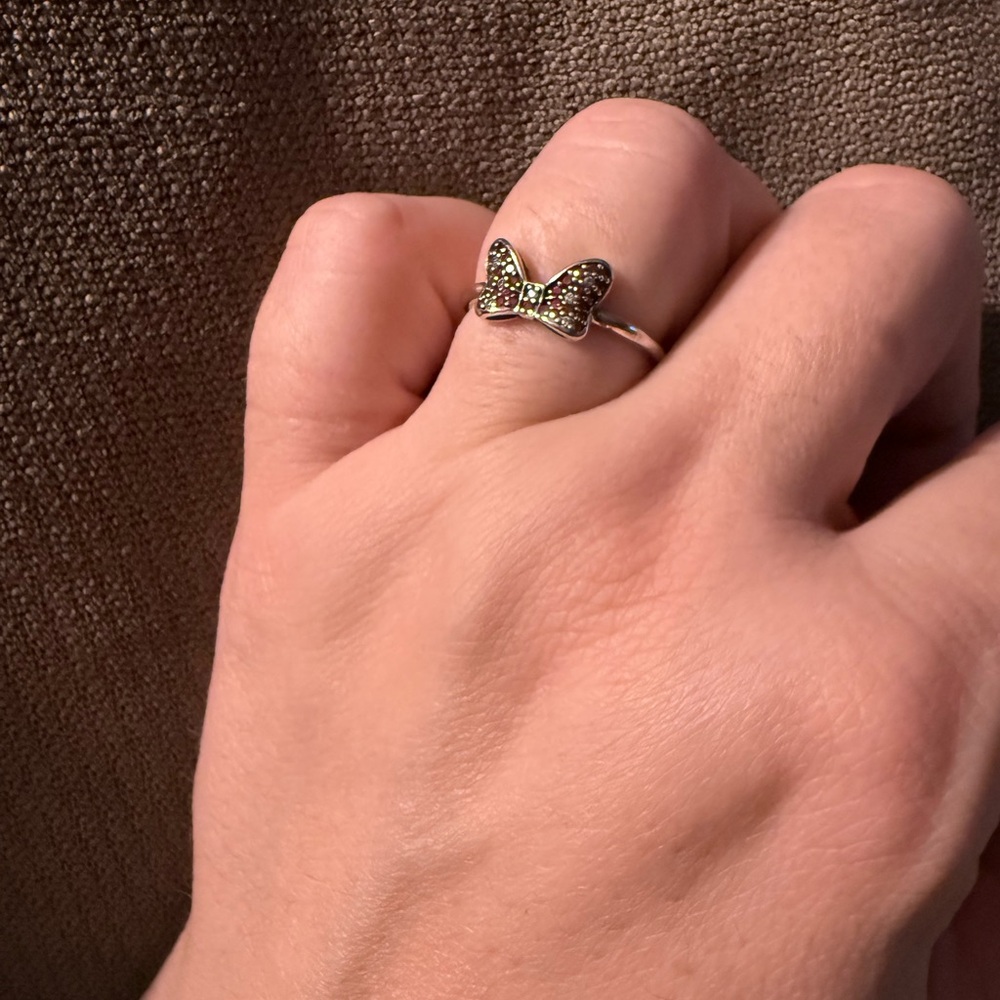 Minnie Mouse Bow Pandora Silver Ring - Gem